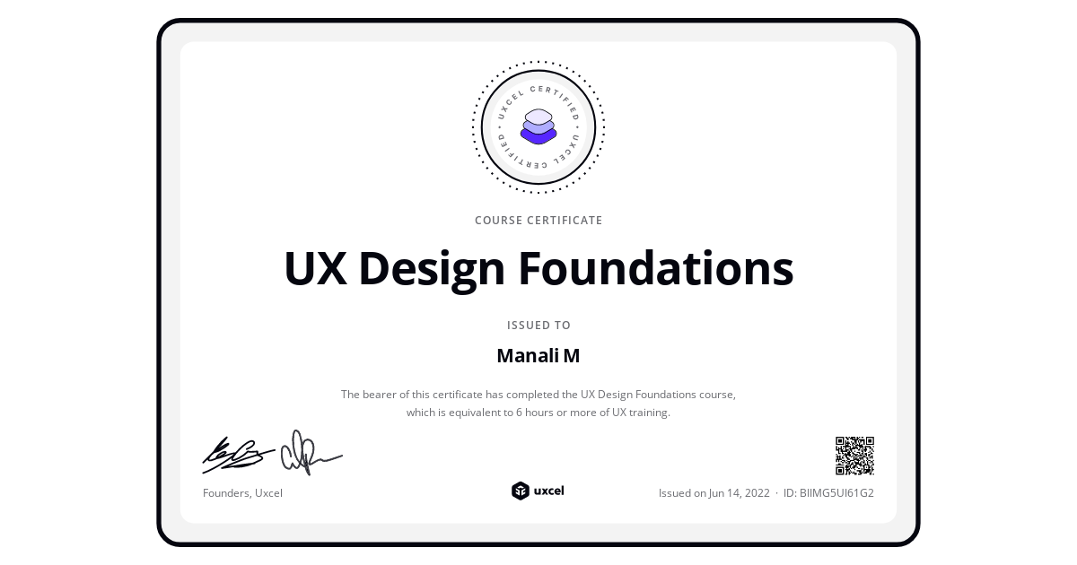 Uxcel Course Certificate of Completion | Uxcel